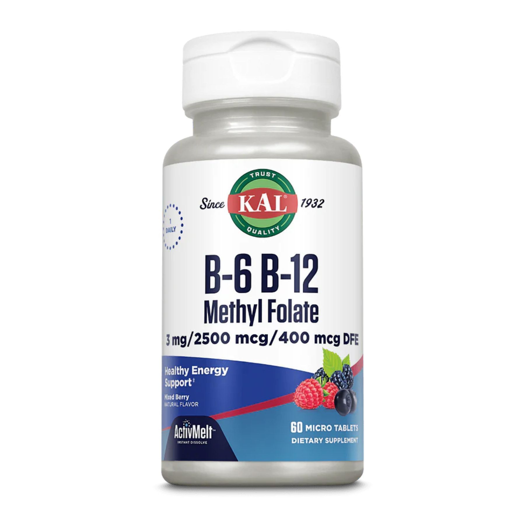 B6 B12 Methyl Folate - 60 tabs Mixed Berry KAL купить в HealthFit Киев ...